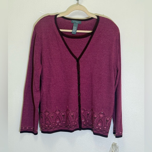 Koret | Sweaters | Vintage 9s Koret Cardigan Size L Attached Tank ...
